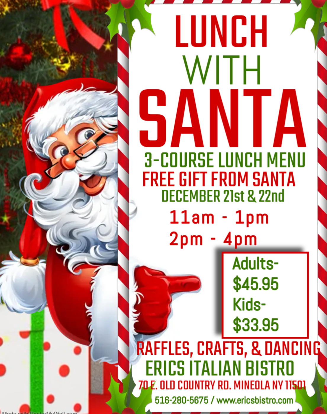 Lunch with Santa Menu – Eric's Italian Bistro – Modern & Italian Cuisine